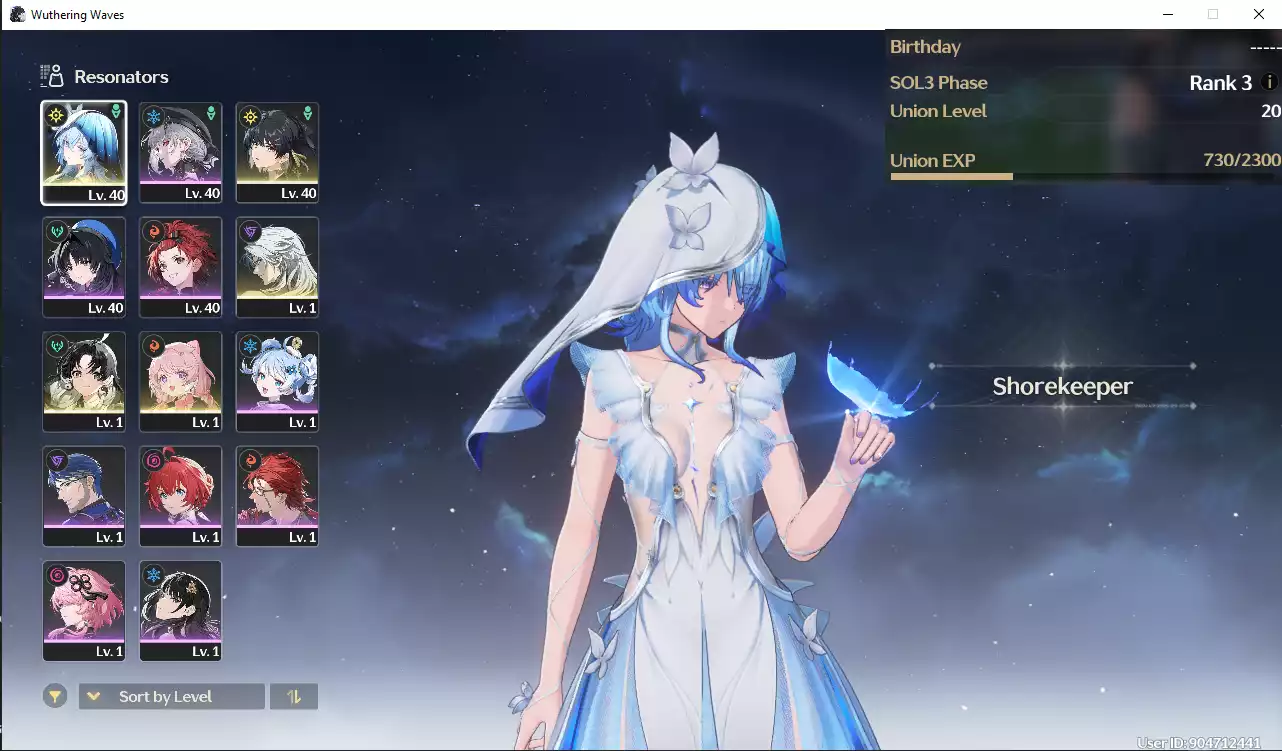 Acc #82423: (SEA) UL20 Shorekeeper + Encore ( Map còn 80%), giá 110,000 đ