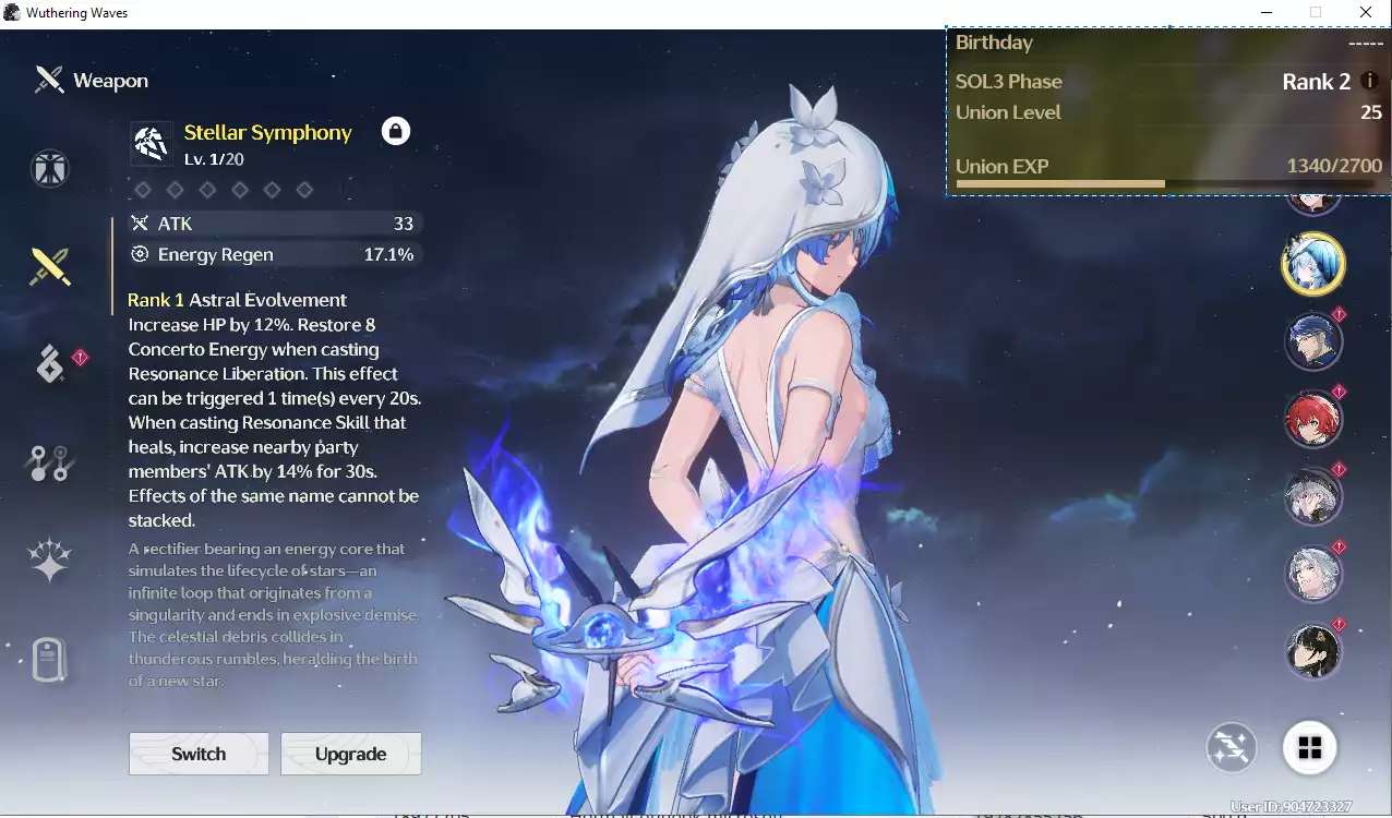 Acc #87604: (SEA) UL25 Shorekeeper Trấn(map còn 70%), giá 150,000 đ