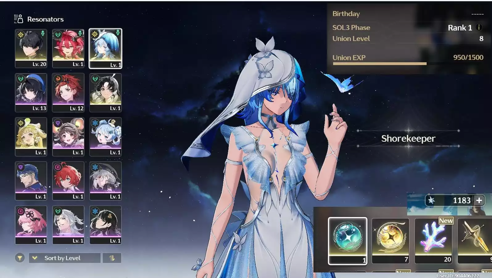 Acc #88517: (SEA) UL8 Ciaccona + Shorekeeper + Verina(còn nguyên nhiệm ...