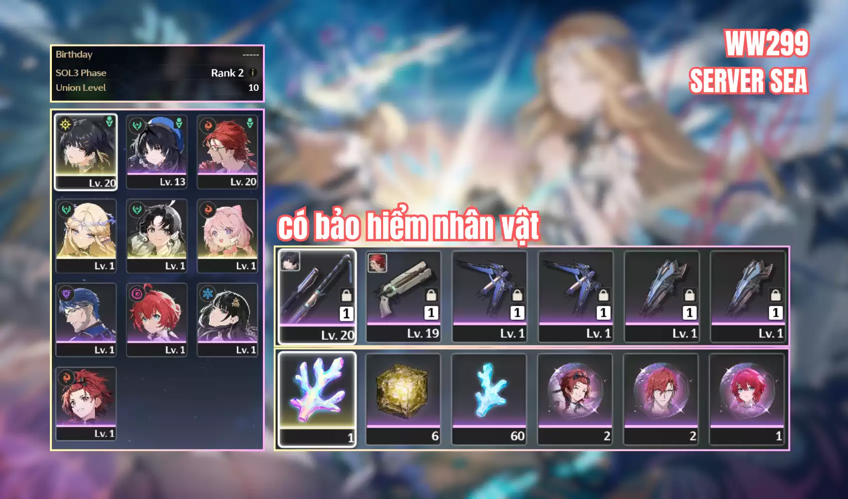 Acc #101934: UL thấp starter cực vip Cartehyia lẻ banner nhân vật lệch ...